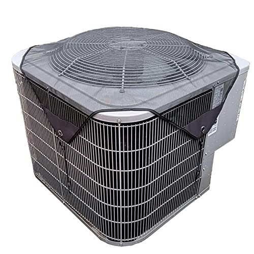 Air Conditioner Covers for Outside Units Central Ac Cover Leaf Guard Heavy Duty Mesh AC Defender for Outdoor Square Units, All Season Black (24 x 24 inch )
