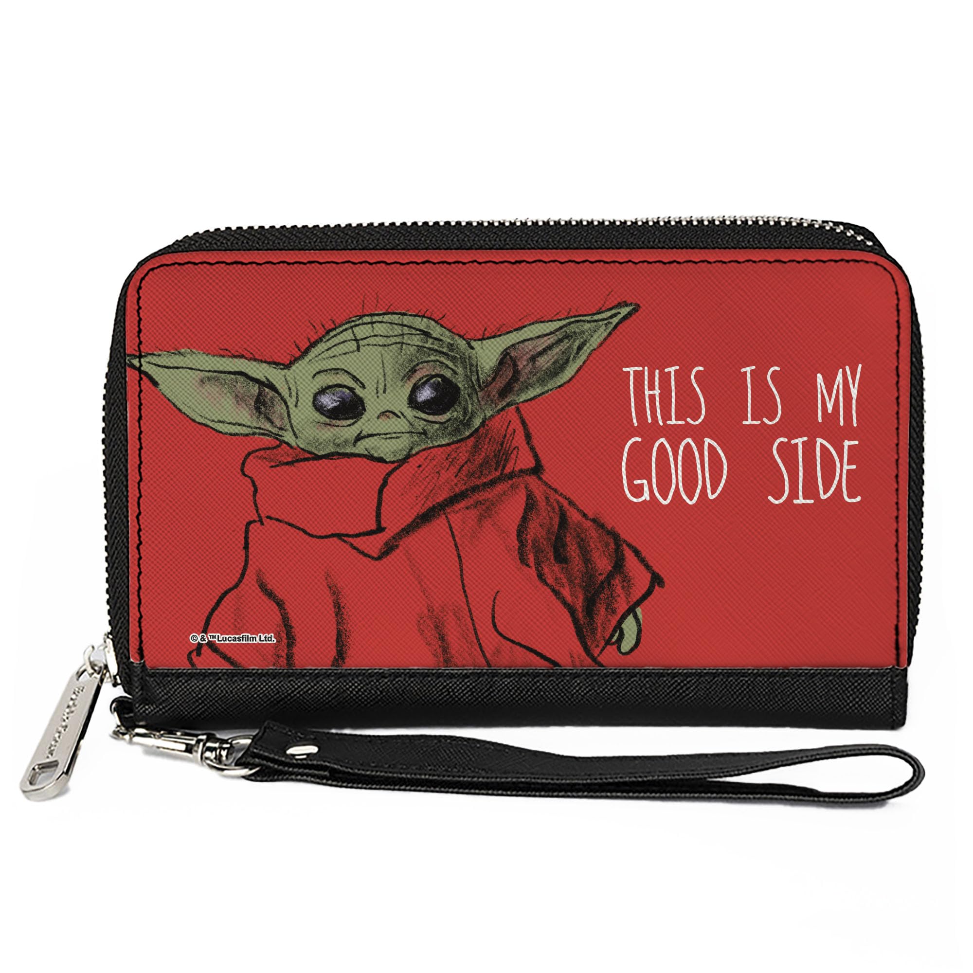 Buckle-Down Women's PU Zip Around Wallet Rectangle-Star Wars The Child, 7.5"x4.5"