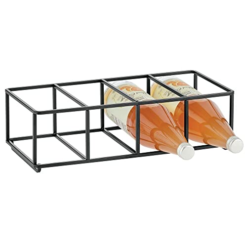 mDesign Stackable, Metal Geometric Free-Standing Water Bottle and Wine Rack Storage Organizer for Kitchen Countertops, Pantry, Fridge - Holds 8 Bottles - 2 Pack - Matte Black