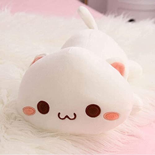 Cute Kitten Plush Toy Stuffed Animal Pet Kitty Soft Anime Cat Plush Pillow,Plush cat Doll Pillow Toys Children's (White)