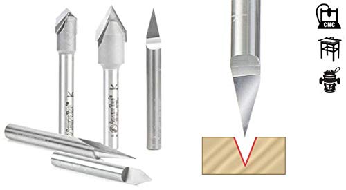 Amana Tool - AMS-159 5-Pc Solid Carbide & Carbide Tipped 18, 30, 45, 60 & 90° V-G