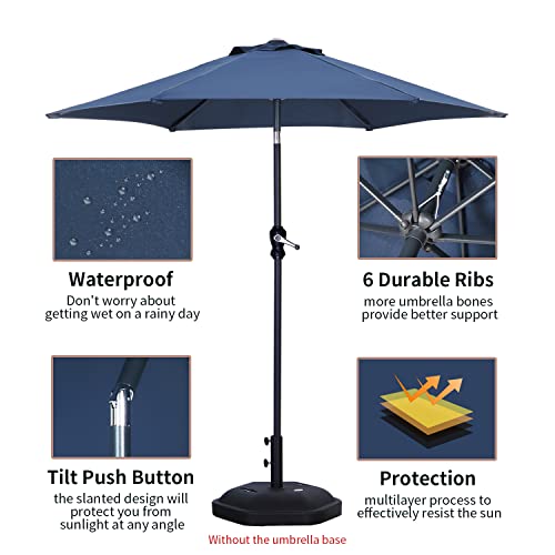7.5FT Patio Umbrella Outdoor for Garden Umbrella with Push Button Tilt (Navy Blue)