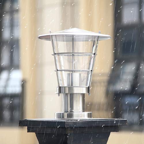 Abgail Silver Stainless Steel Column Light Outdoor Waterproof Acrylic Column Headlight E27 Cylinder Post Light Modern Simple Column Lamp Garden Path Lawn Light Community Park Home Front Door Pillar Li