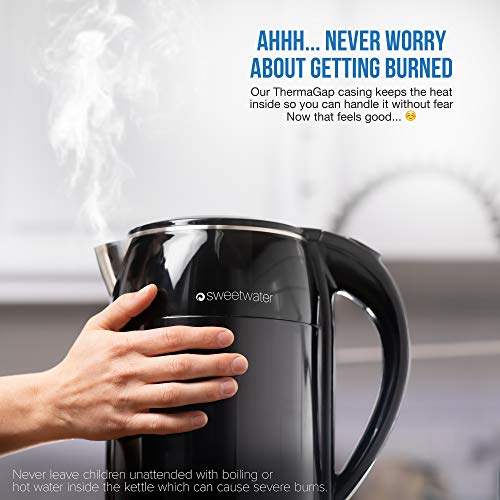 Electric Tea Kettle - 1.8L Hot Water Kettle Electric Water Boiler, Plastic-Free 100% Stainless Steel Chamber With Automatic Shut Off Base, Cordless Tea Kettle Electric Water Kettle - Sweetwater