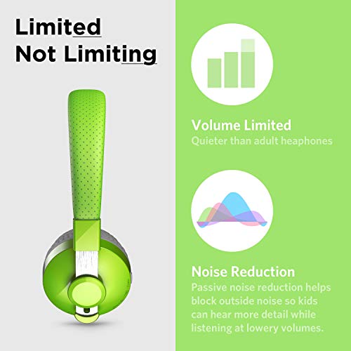 LilGadgets Untangled Pro Wireless Headphones for Kids, On-Ear Bluetooth Headphones with Built-in Microphone, No More Tangled Wires, Kids Headphones for School, Green