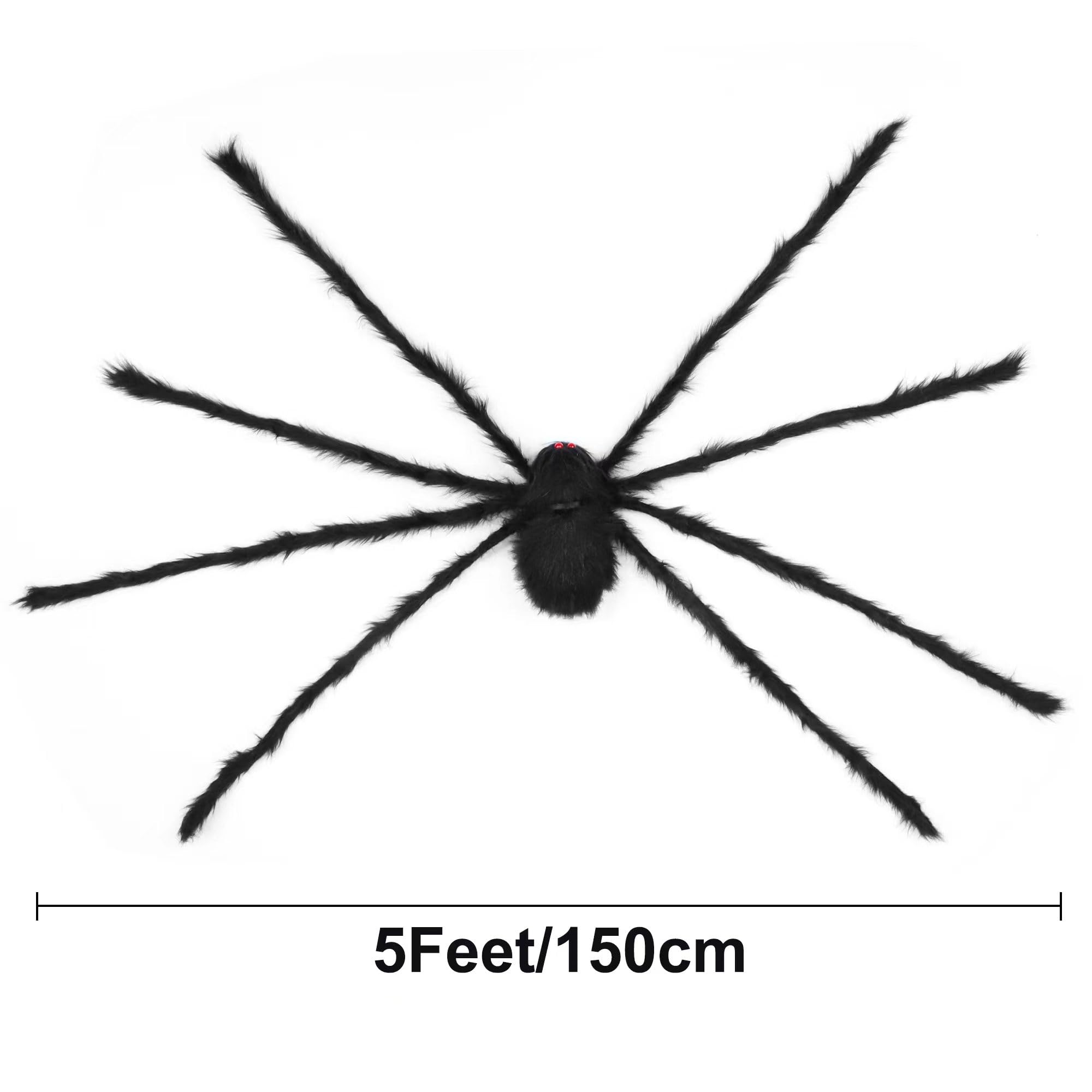 Abincee 2 Pack Halloween Decorations Outdoor Spiders,5FT Giant Hairy Spiders for Halloween Yard Decor Outdoor Scary Party