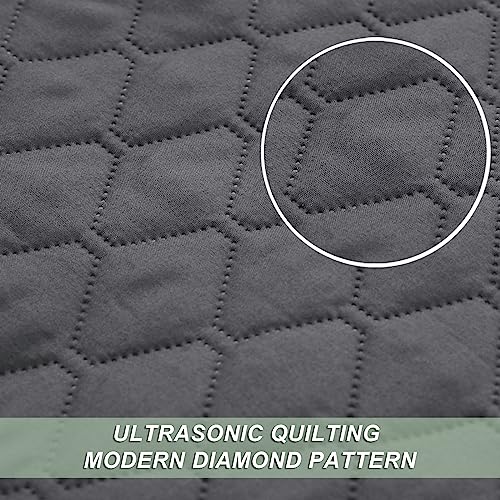 Exclusivo Mezcla Ultrasonic Reversible 3 Piece Full Queen Size Quilt Set with Pillow Shams, Lightweight Bed Cover Soft Bedspreads Coverlet Set - (Grey, 90"x96")