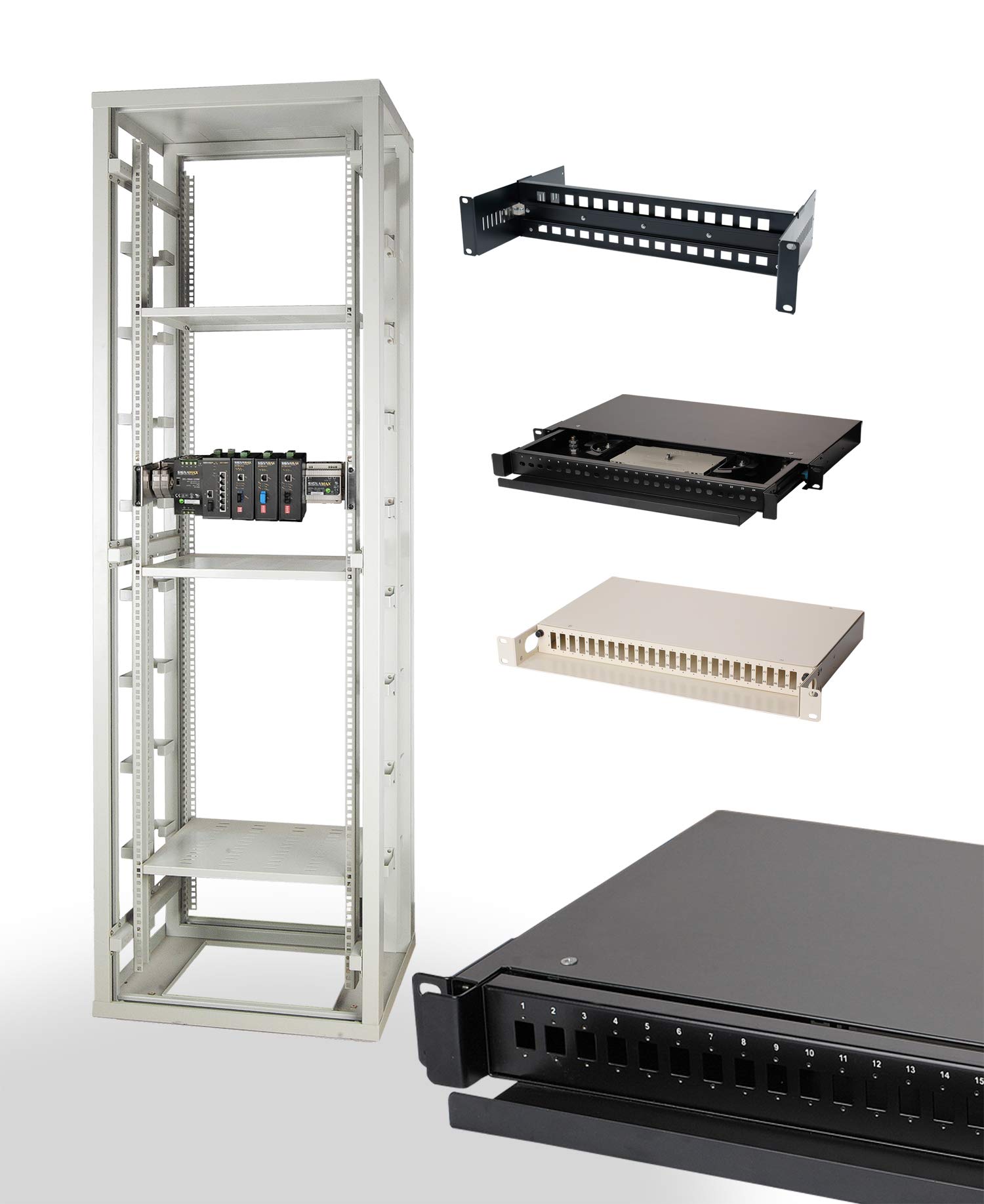 Naweisz 19 Inches Rack Mount Adjustable DIN-Rail Bracket 2U Height Used for Media Converter, Ethernet Switch, Industrial PoE Switch,Power Supplies Server Racks and Cabinet (Black)