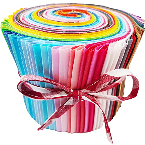 CJINZHI 28 Precut 3.94-Inch Jelly Rolls for Quilting, Cotton Fabric Strips with Solid Colors, Sewing Pattern Collection for DIY Crafts.