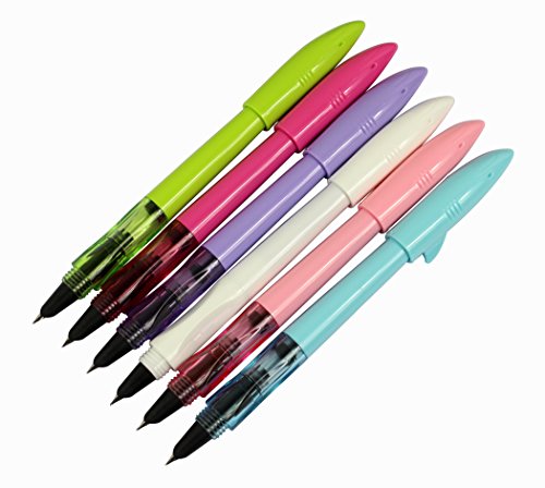 Hillento Jinhao Fountain Pen Set, Shark Series Plastic Fountain Pen Set, Diversity Color(Green, Light Blue, Pink, Purple, Rose Red, White), Set of 6