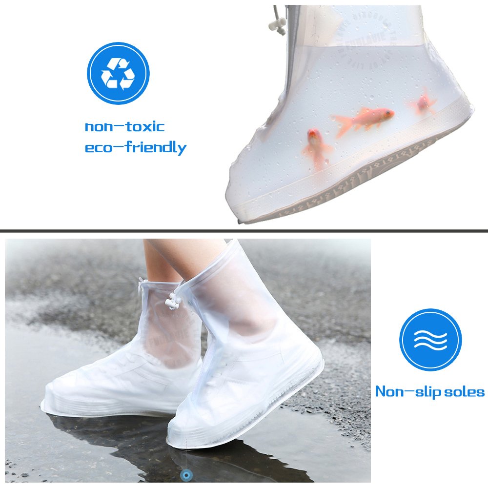 FUNLAVIE Rain Shoe Covers Non-slip Reusable Waterproof Shoe Covers for Women Men
