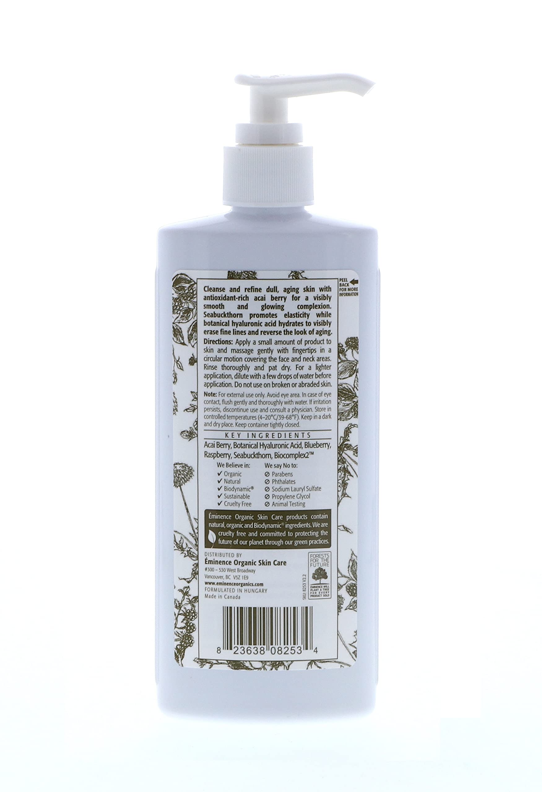 Eminence Organic Skincare Firm Skin Acai Cleanser with Hyaluronic Acid, 8.4 Ounce