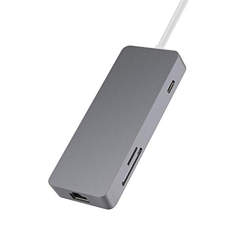 ZPLJ High-Speed USB C Adapter 7 in 1 Type C Hub with Ethernet Port 4K HDMI 2 USB 3.0 Ports PD Charging Support SD TF Card Reader Compatible for Flash Drive Laptops and More USB Hub Adapter Portable