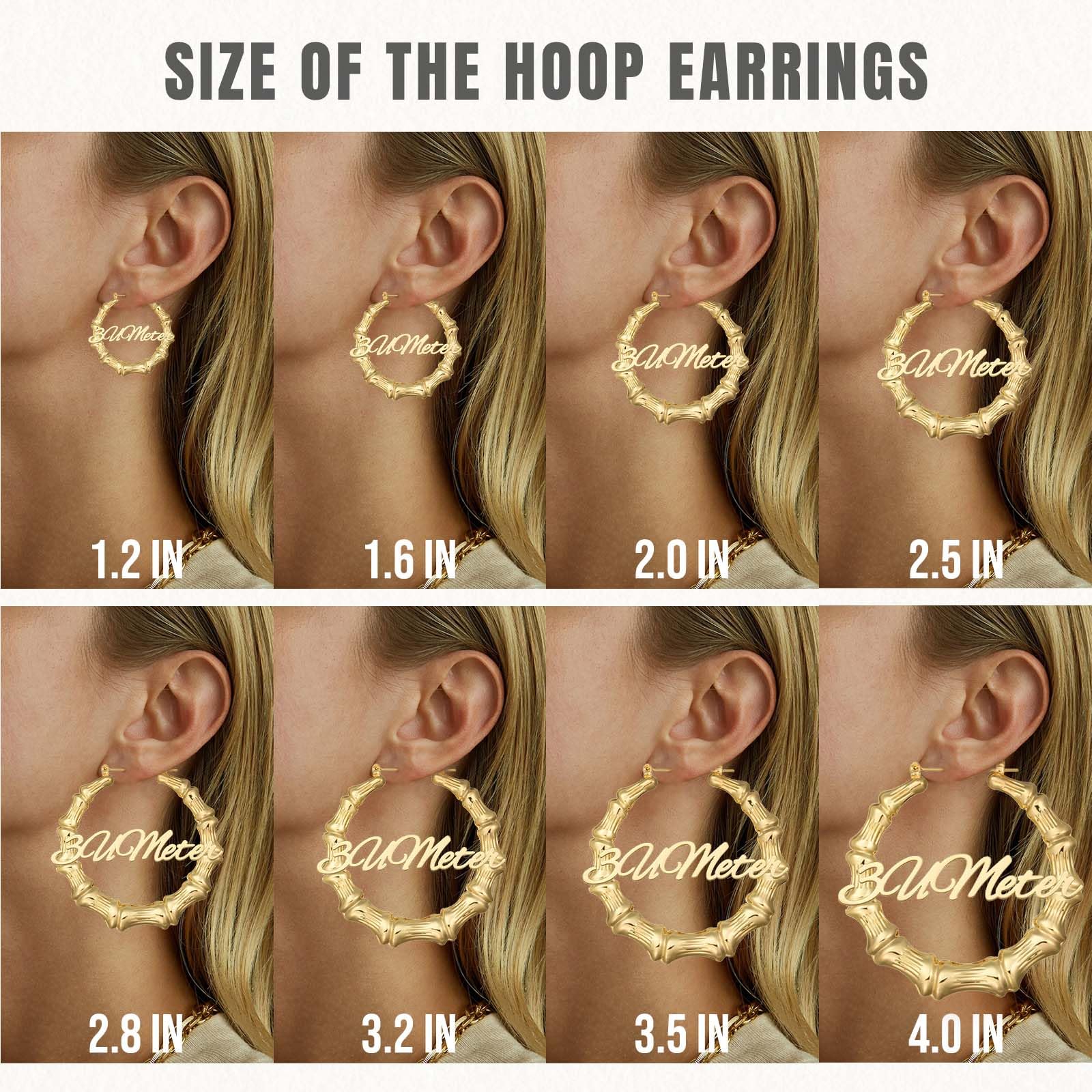 3UMeter Custom Bamboo Hoop Earrings for Women Silver Plated Custom Name Earrings Personalized for Women as a Jewelry Gift