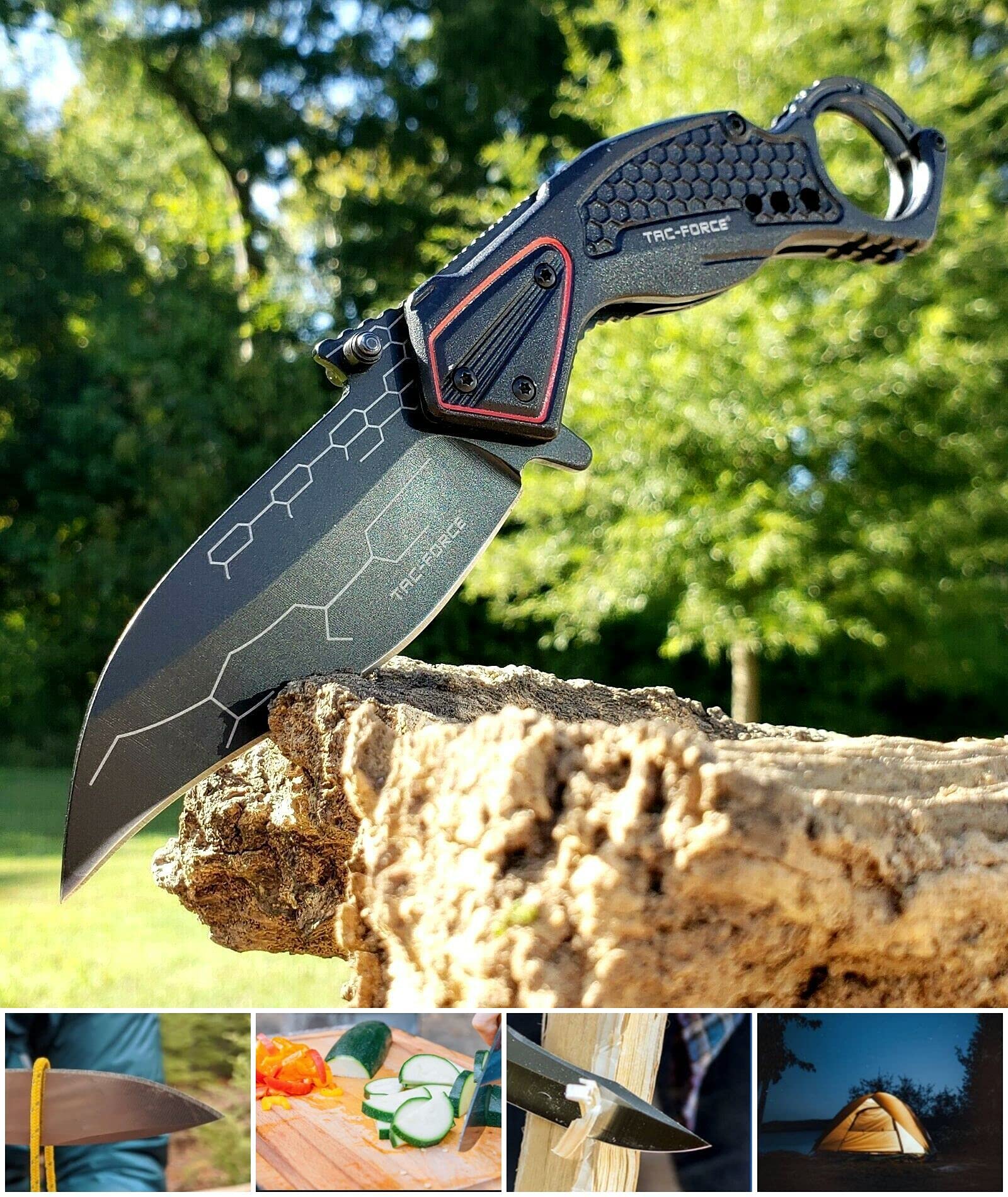 8" Karambit Open Folding Pocket Knife Black Red Tactical Outdoor Survival Hunting Knife for Camping by Survival Steel