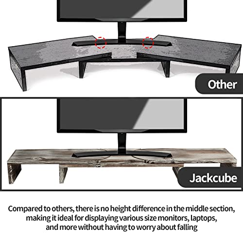 J JACKCUBE DESIGN Rustic Wood Dual Monitor Stand with Adjustable Angle Riser 2 Monitors Office Desk Organizer Computer Table top Screen Shelf for PC TV Laptop - MK547A