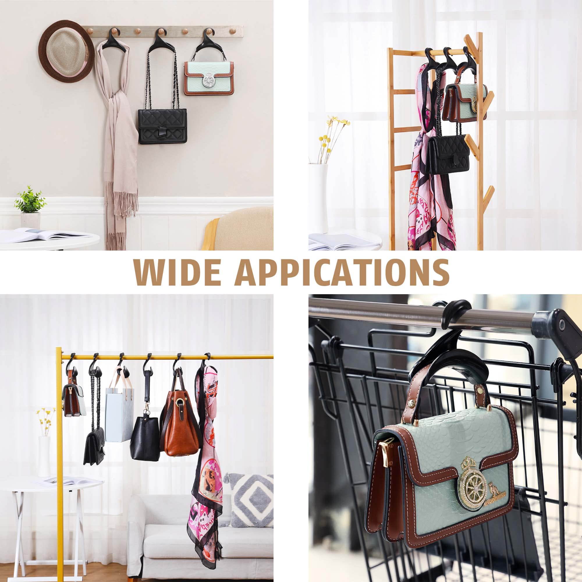 Aaron's Home Purse Hanger Closet, 6 Pack Durable Purse Hanger Hooks, Handbag Hanger Purse Organizer Insert for Handbag, Backpacks, Belts, and Clothes