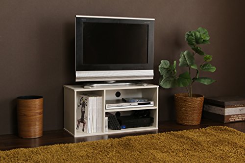IRIS USA Wooden Modular Media Box, TV Stand with Holes for Cords from Television Stereo Game System and Other AV Equipment, Off White