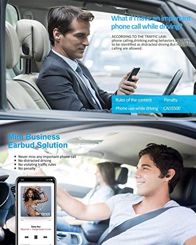 LEZII Single Bluetooth Earbud, Mini Invisible Wireless Headset, in Ear Headphones, Sport Earpiece with Mic, Magnetic USB Charging for Car Vehicle Business, Waterproof Earphones for Samsung iPhone