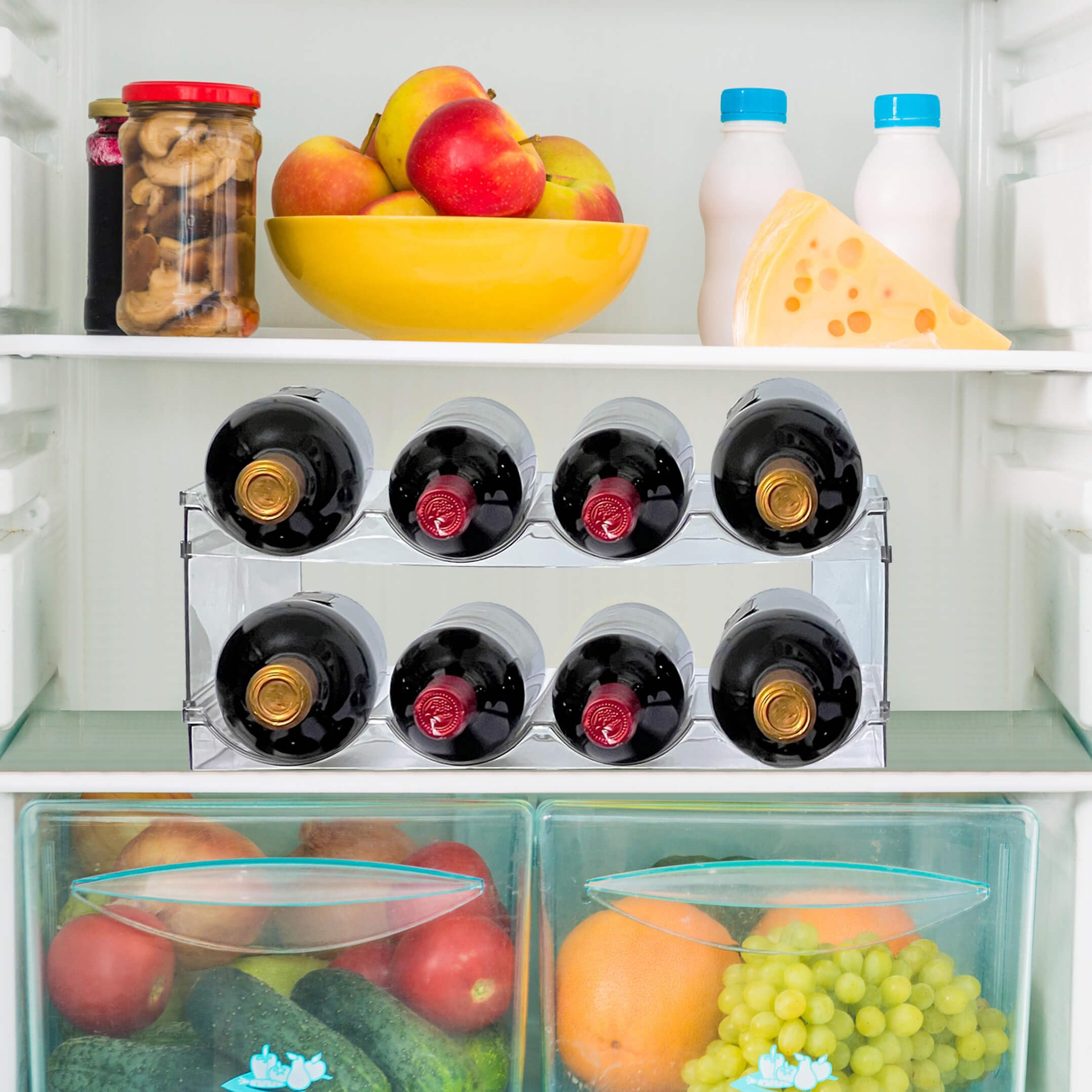4 Pack Water Bottle Organizer, Large Compartment Stackable Kitchen Pantry Organization and Storage Rack, Plastic Water Bottle Holder for Kitchen Cabinet Organizer and Storage, Tumbler Mug Cup Shelf