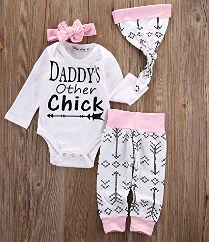 Emmababy Newborn Girls Clothes Baby Romper Outfit Pants Set Long Sleeve Summer Clothing (0-6Months, White 1)
