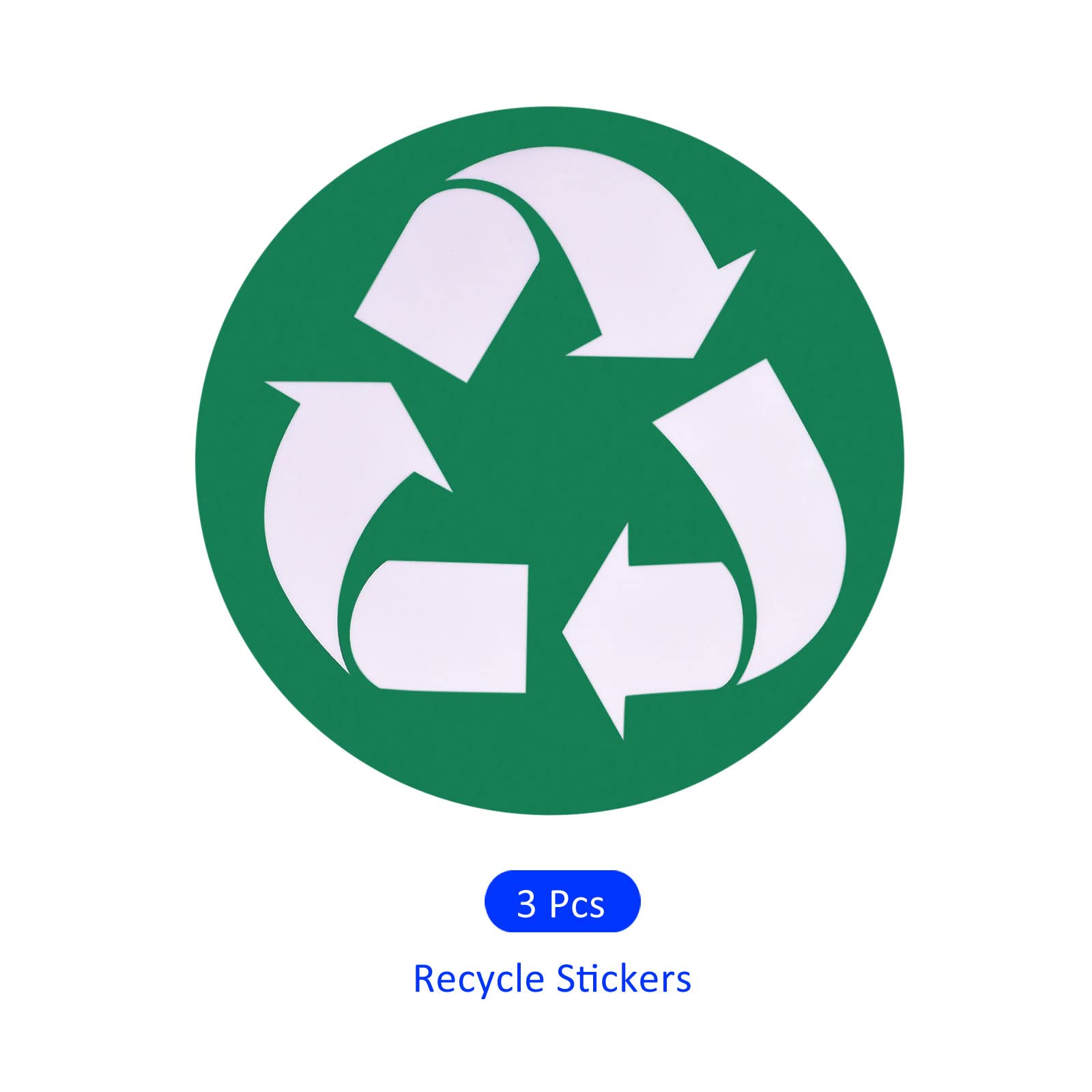 M METERXITY 3 Pack Recycle Sticker - Trash Can Labels, Strong Adhesion & Smooth Surface, Apply to Kitchen/Garden Trash Bin (5 Inch, White on Green)