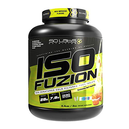 Iso Fuzion 100% Whey Isolate by Scilabs Nutrition | 28g Non Denatured Protein Powder, Banana Nut Muffin Flavor, 4.4lb