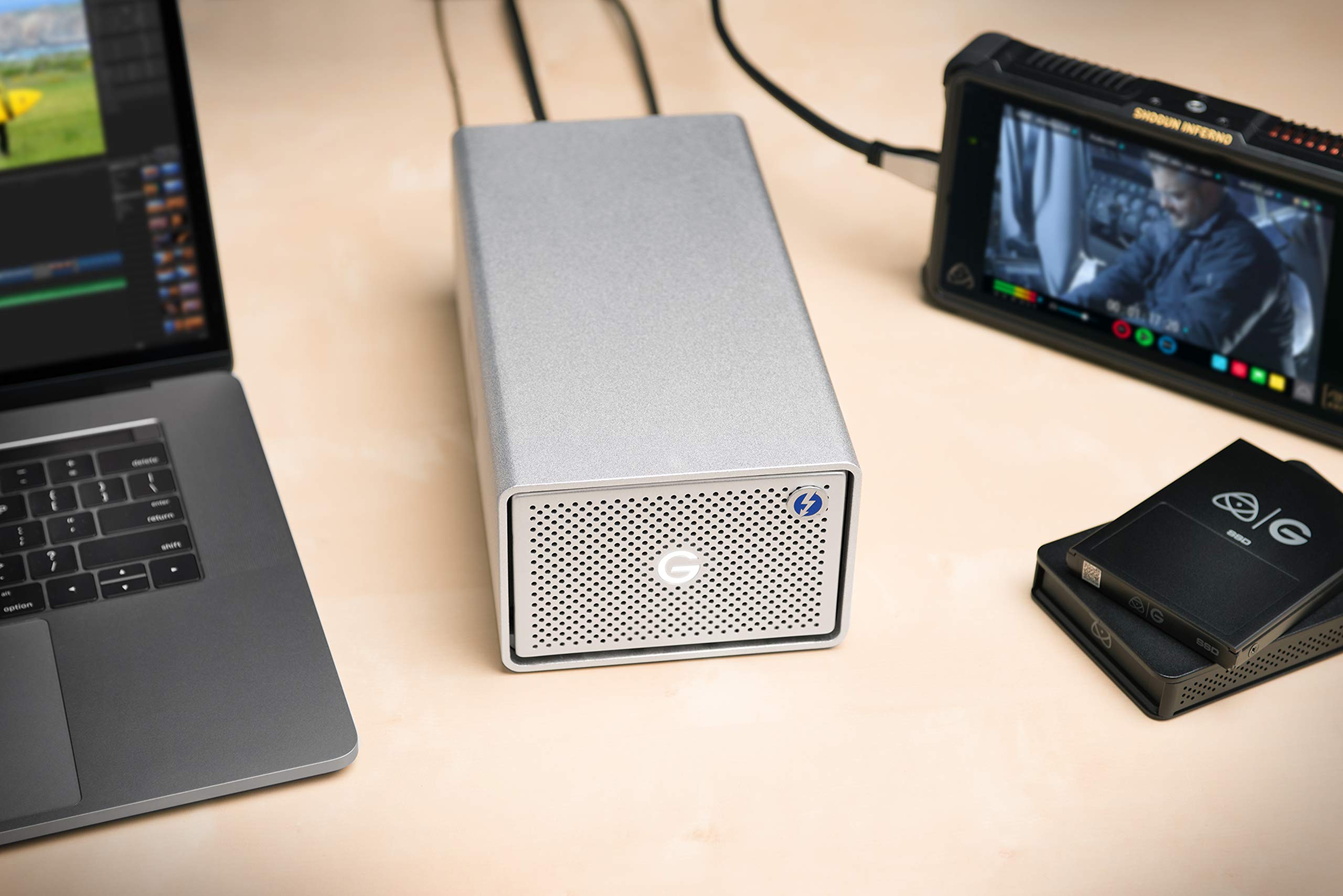 G-Technology 24TB G-Raid with Thunderbolt 3, USB-C (USB 3.1 Gen 2), and HDMI,-Removable Dual-Drive Storage System, Silver β 0G05768-1