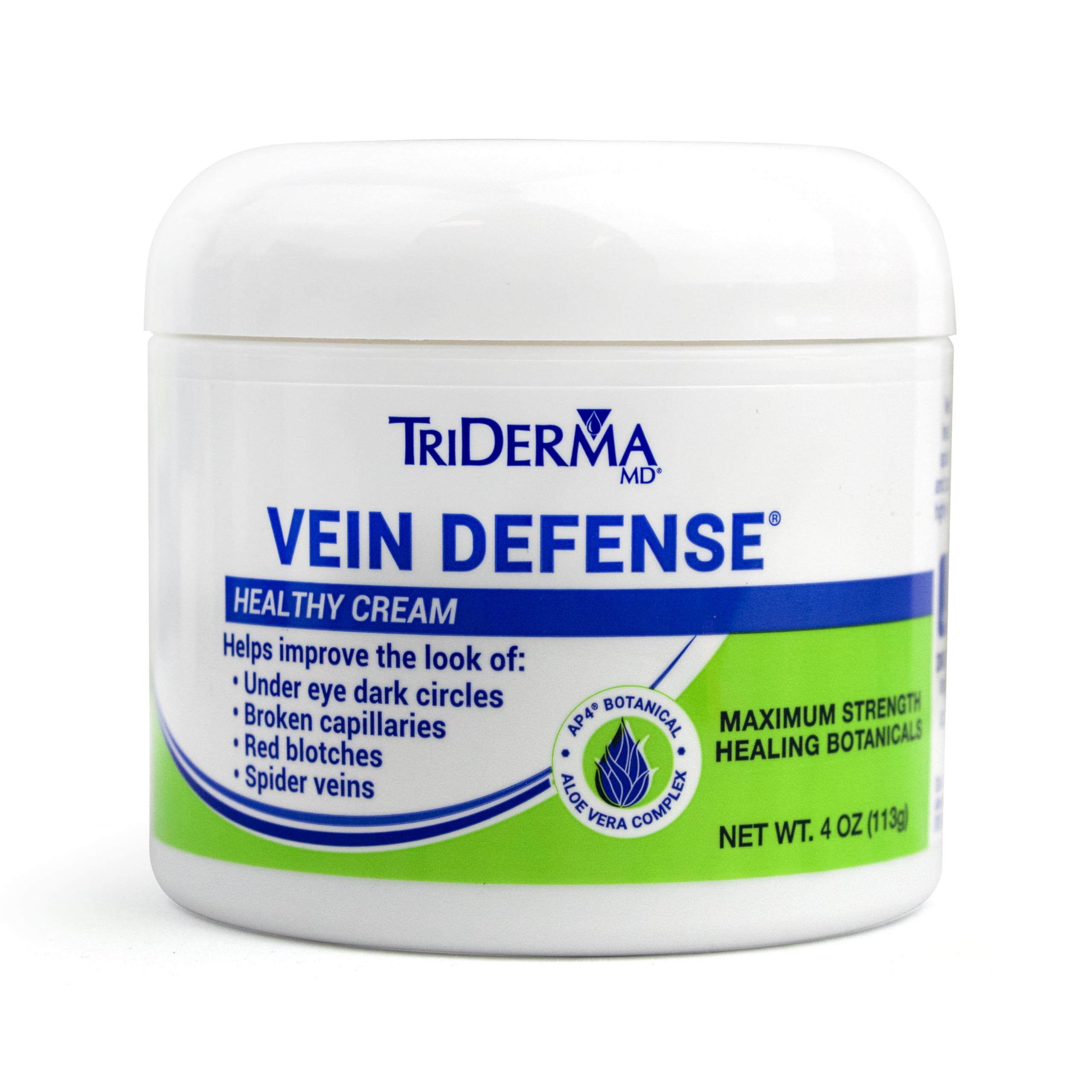 TriDerma Vein Defense Healthy Cream, Helps Improve the look of Spider Veins, Broken Capillaries, Red Blotches and Under Eye Dark Circles 4 oz