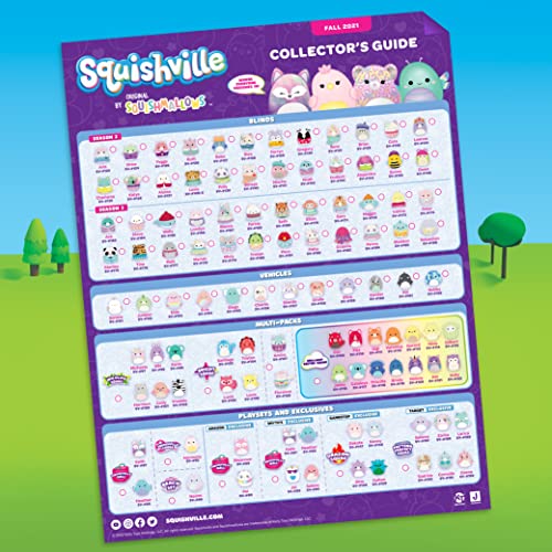Squishville Mini-Squishmallows Besties Multipack - 14 Rainbow 2-Inch Plush Toys: Red Panda, Tabby Cat, Octopus & More
