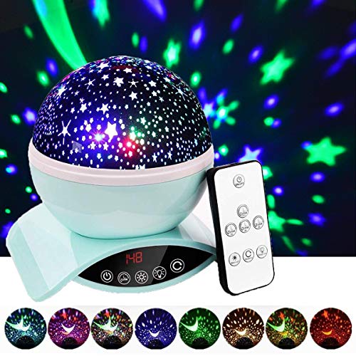 Elecstars Night Lights, Rechargeable Star Projector with Remote Control and Timer Auto Off Design, Rotating Projection Lighting Lamp, Room Decor. (Green)âŠ