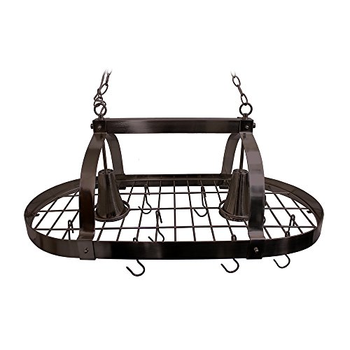 Elegant Designs PR1000-ORB Home Collection 2 Light Kitchen Pot Rack with Downlights, Oil Rubbed Bronze