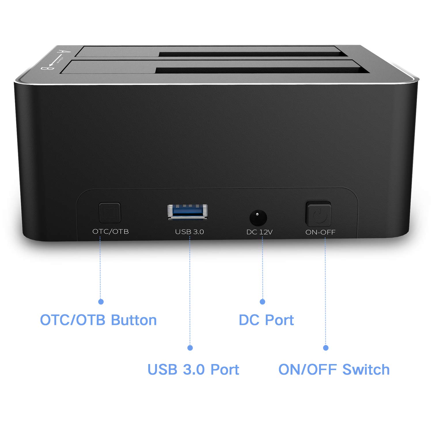 ikuai SATA to USB 3.0 Dual Bay Hard Drive Dock for 2.5"/3.5" SATA HDD SSD with Micro SD Card Reader 2 USB 3.0 Port, Offline Clone Function External Hard Drive Docking Station, 2X20TB and UASP Support
