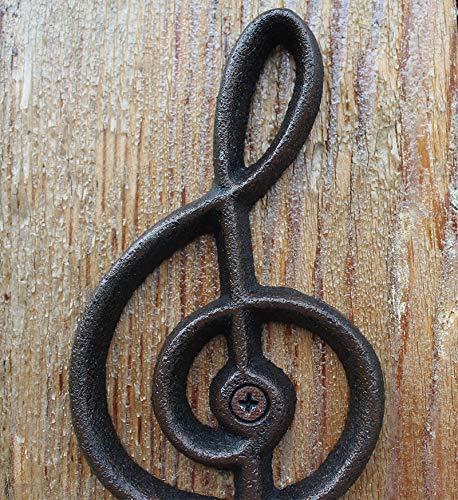 Run 2 Pieces American Rural Retro Cast Iron Musical Note Hook Wall Hanging Coat Hat Decorative Single Hook (2)