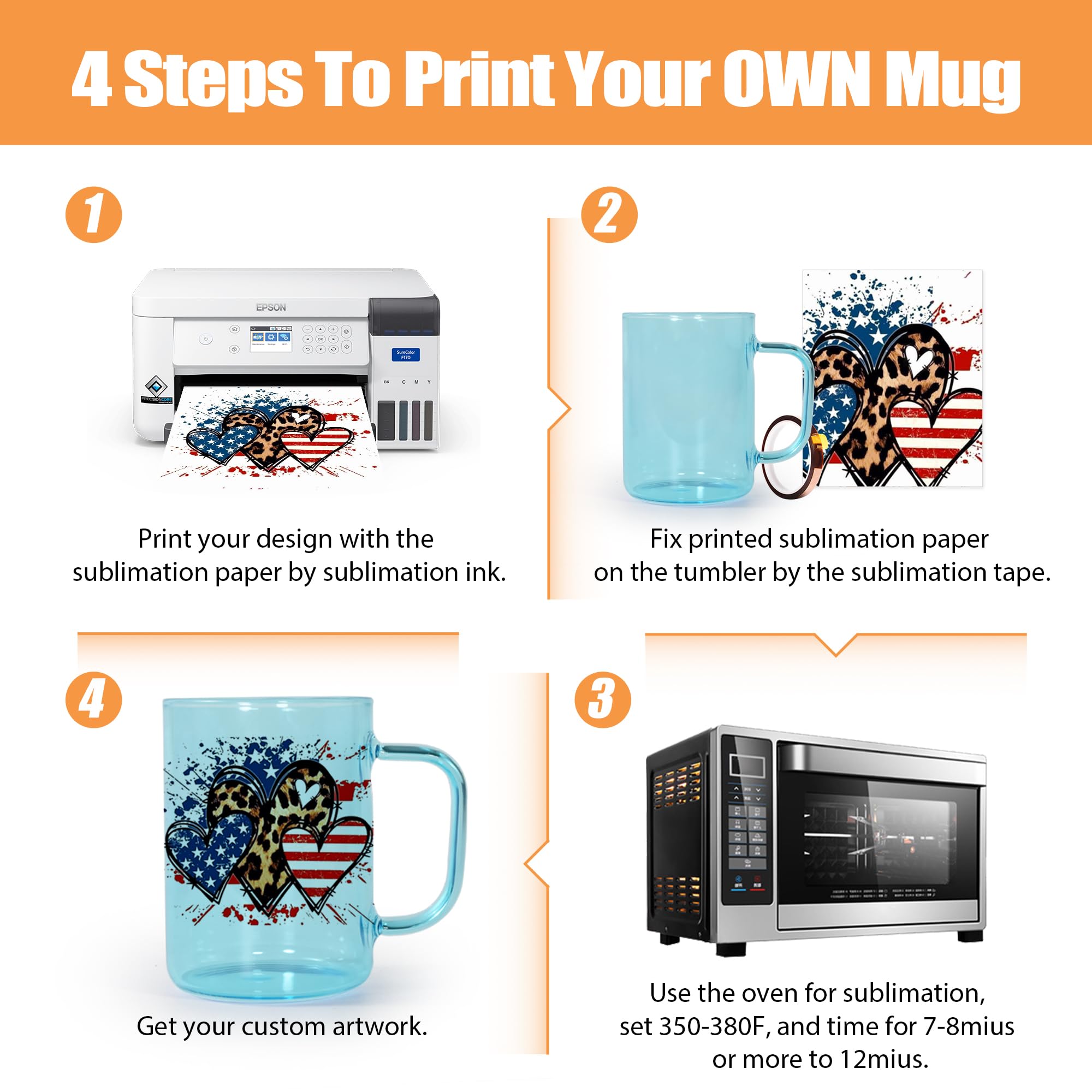 FECBK 15 oz Sublimation Glass Mugs Set, 8 Pack Colorful Tumblers with Handle, Lids & Straws, Reusable, for Beer, Juice, Iced Coffee