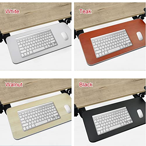 4 Colours Wooden Keyboard Tray Under Desk Storage - Clamp-On - Sliding Keyboard Shelf - Desk Extender Elbow Arm Support, Easy Installation, Ergonomic for Typing/Gaming