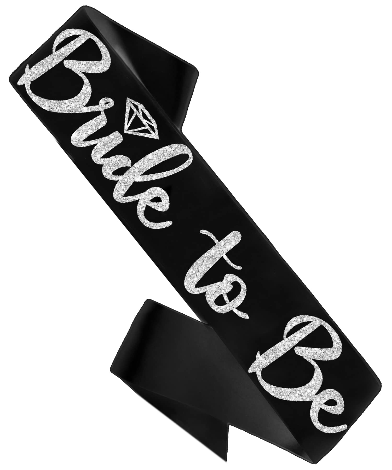 Bachelorette Sash Black - Silver Sparkle Diamond Bride to Be Bridal Grade Satin Sash - Til Death do us Party - Black Sash(SlvDiaB2B)