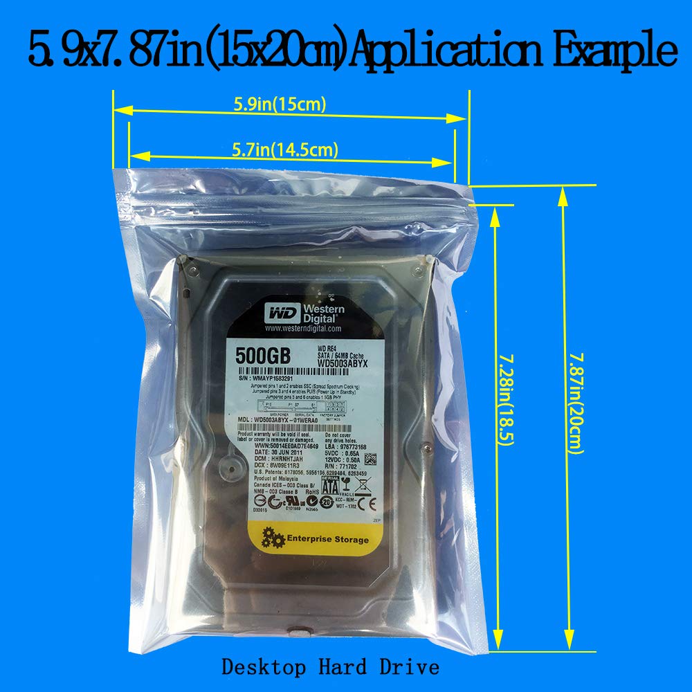 Daarcin Anti Static Bags,ESD Bags,30pcs Mixed Sizes Antistatic Resealable Bags for 3.5 Hard Drive, 2.5 Solid State Drive,with Labels, ESD Shielding Bags for Varieties of Electronic Device