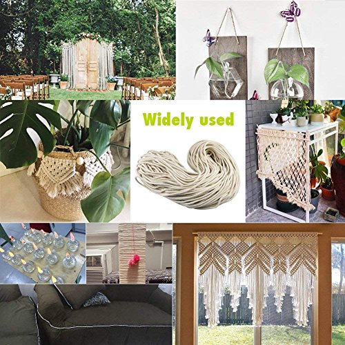 HLLbuy Solid Cotton Rope Clothesline Cotton Rope 1/6''and 1/4'' by 50ft and 100ft All Purpose for Indoor&Outdoor Use, Crafting and Art Projects(100ft)