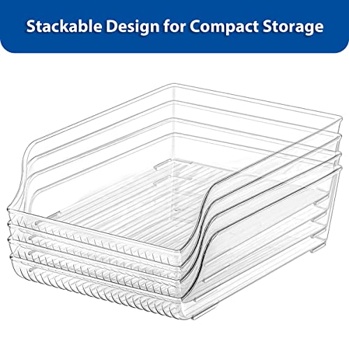 Lifetime Home 4 Pack Clear Water Bottle Dispenser Organizer Bins for Refrigerator - BPA-Free - Fridge Tray for Drinks Soda Cans & Beer - Perfect Refrigerator Organization & Storage