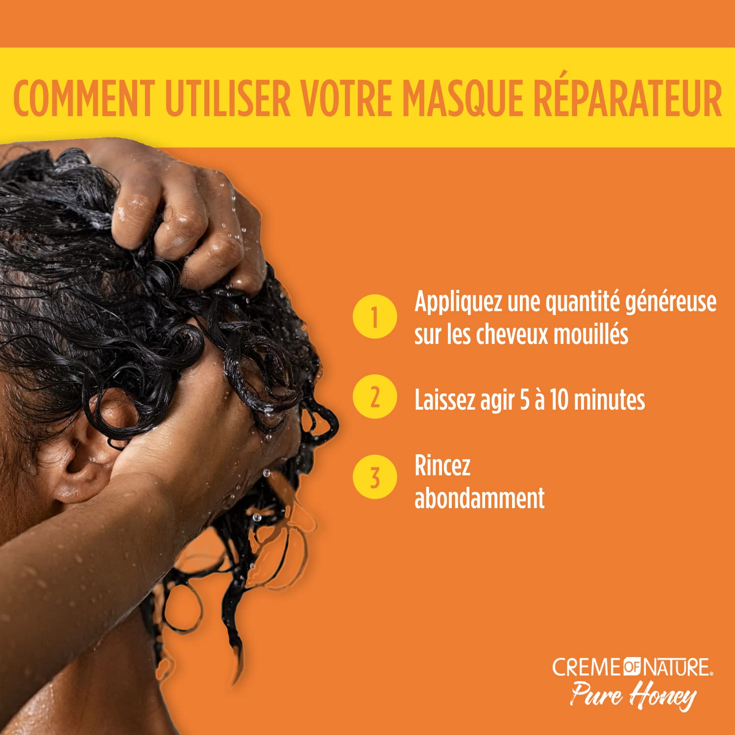 Hair Mask by Creme of Nature, Pure Honey, Coconut Oil and Shea Butter Formula, Moisture Replenish & Strength, 11.5 Oz