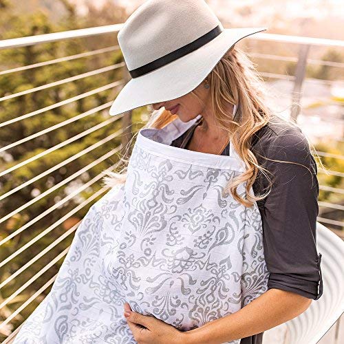 Bebe au Lait Nursing Cover, Apron, Shawl, Privacy Covers for Breast Feeding & Pumping, Breastfeeding Cover for Mom, Soft, & Breathable Muslin Cotton, Full Coverage, One Size Fits All - Atherton