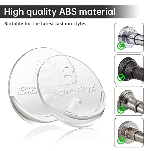 BRIOFOX Shower Curtain Rod Holder 3M Adhesive | Heat Resistant | Waterproof | Max Load 60 lbs Shower Rod Retainer for Wall, 2 Pack, Transparent (Rod Not Included)