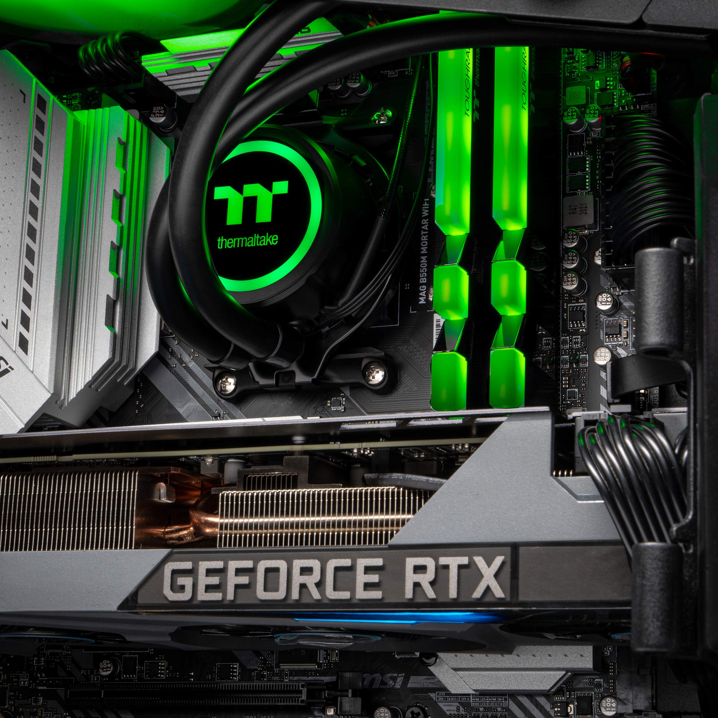 Thermaltake LCGS AH-380 AIO Liquid Cooled CPU Gaming PC (AMD RYZEN 5 3600XT 6-core, ToughRam DDR4 3600Mhz 16GB RGB Memory, RTX 3080 10GB, 1TB M.2, Win 10 Home) AHT2-B550-A38-LCS, Black