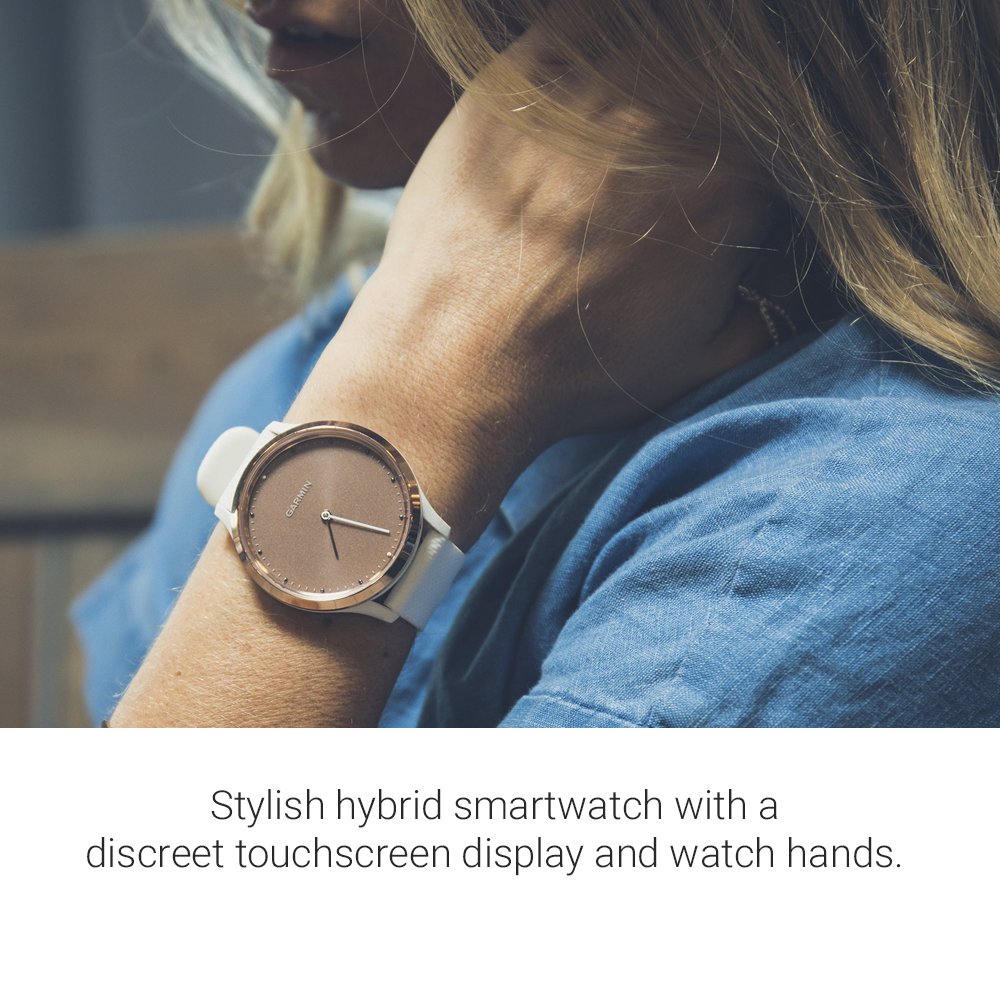 Garmin vivomove HR, Hybrid Smartwatch for Men and Women, Onyx Black with Light Tan Suede Band