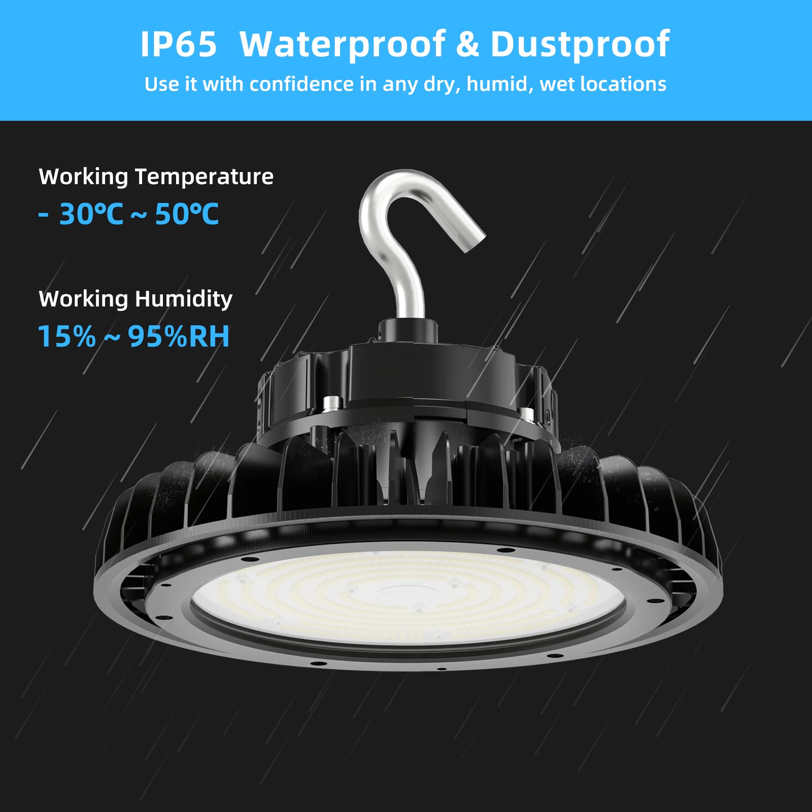 ABODONG LED High Bay Light 200W 26,000LM UFO High Bay LED Shop Lights 1-10V Dimmable 5000K 4'Cable with US Plug DLC Complied [800W MH/HPS Equiv.] 7 Yr Warranty