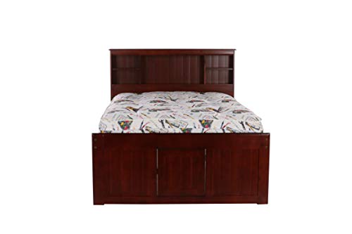 Discovery World Furniture Bookcase Captains Bed with 6 Drawers, Full, Merlot