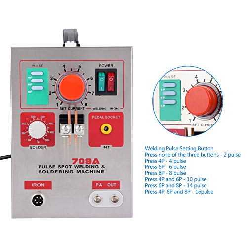 AC 110V US Plug 709A 3.2kW Spot Welder Welding Equipment and Soldering Pen DIY 18650 Lithium Battery Welding Machine, Nickle Plated Sheet, Welding Needle, Fuse(US Plug 110V)