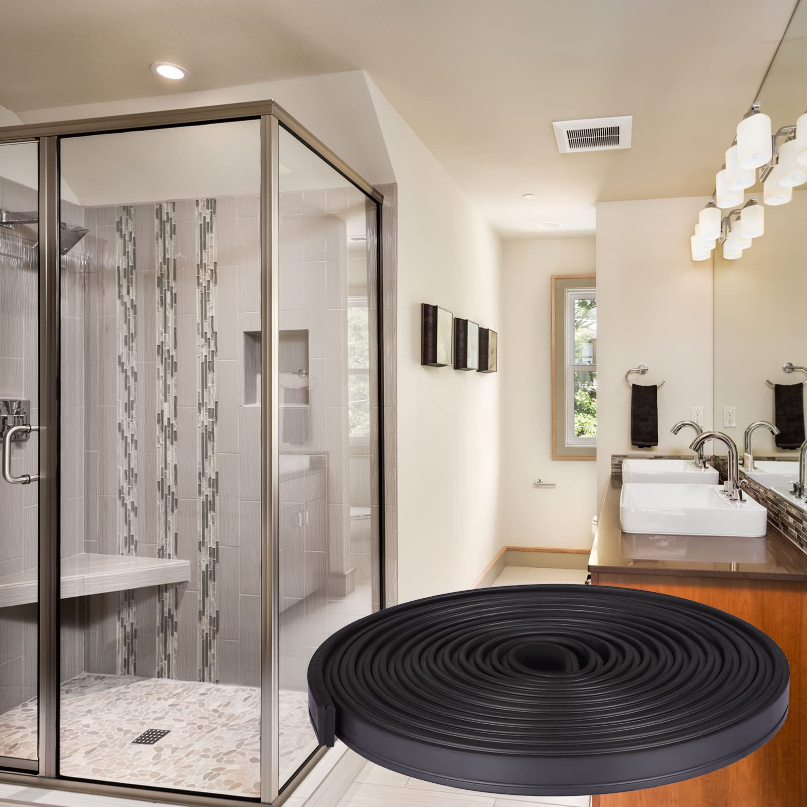 75 Inches Flexible Magnetic Strip Insert Shower Door Magnetic Strip Replacement Magnet Shower Door Replacement Parts Long Shower Door Strip for Framed Semi Framed Swinging Glass Shower Doors (1 Roll)