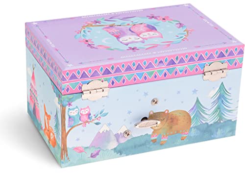 Jewelkeeper Girl's Musical Jewelry Storage Box Pullout Drawer, Woodland Owls Design, Twinkle Twinkle Little Star Tune